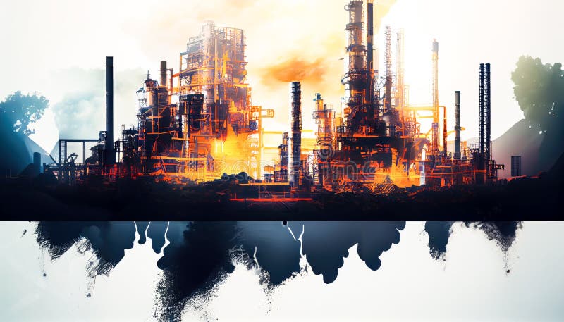 Future Factory Plant. Generative AI Stock Illustration - Illustration ...