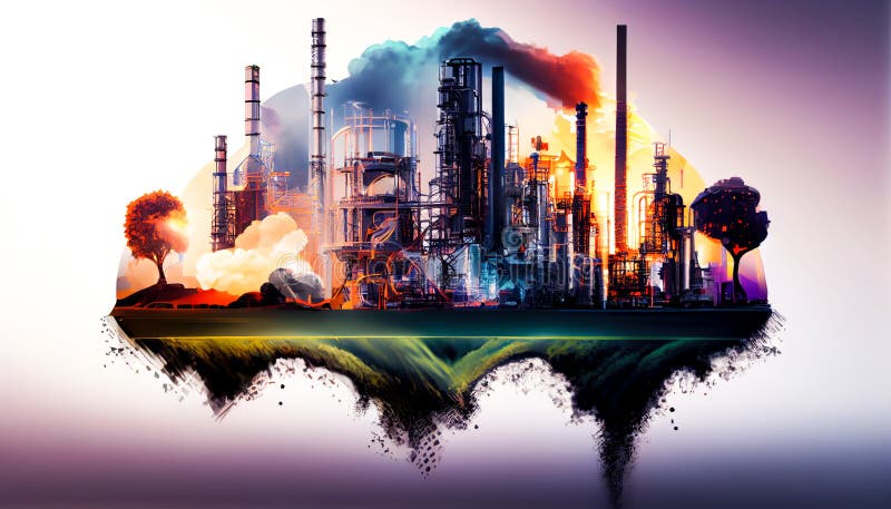 Future Factory Plant. Generative AI Stock Illustration - Illustration ...