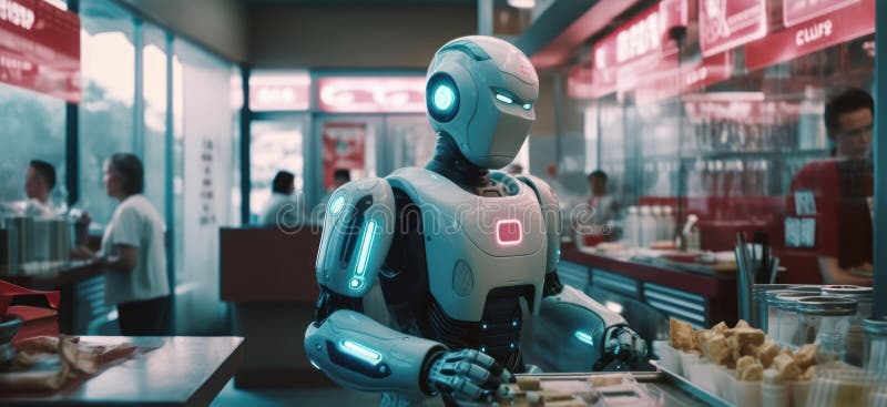 Future of Fast Food AI Robot Worker Taking Orders at Drive-Thru ...