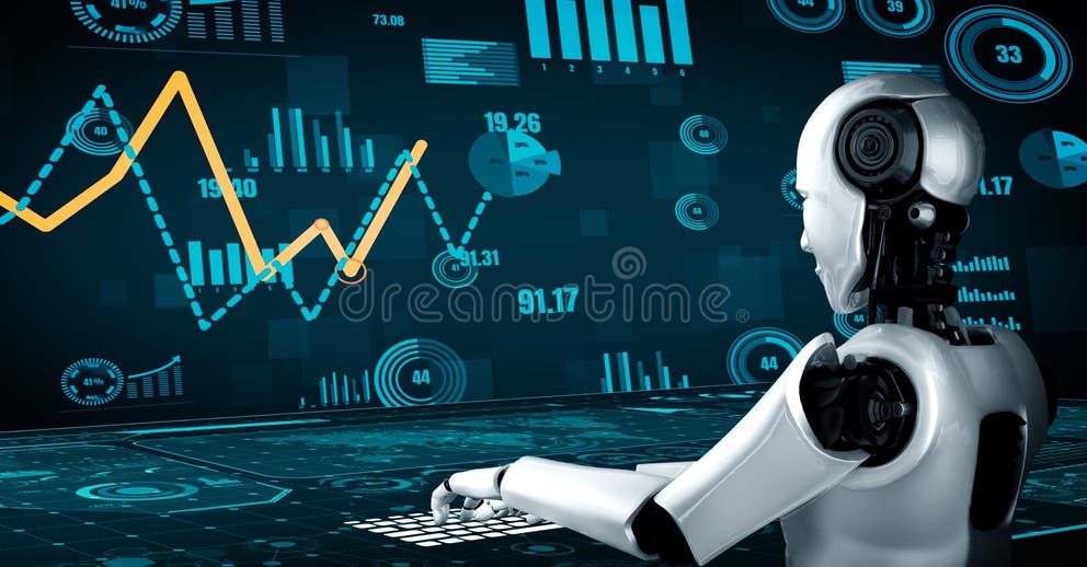 Future Financial Technology Controll by AI Robot Huminoid Uses Machine ...