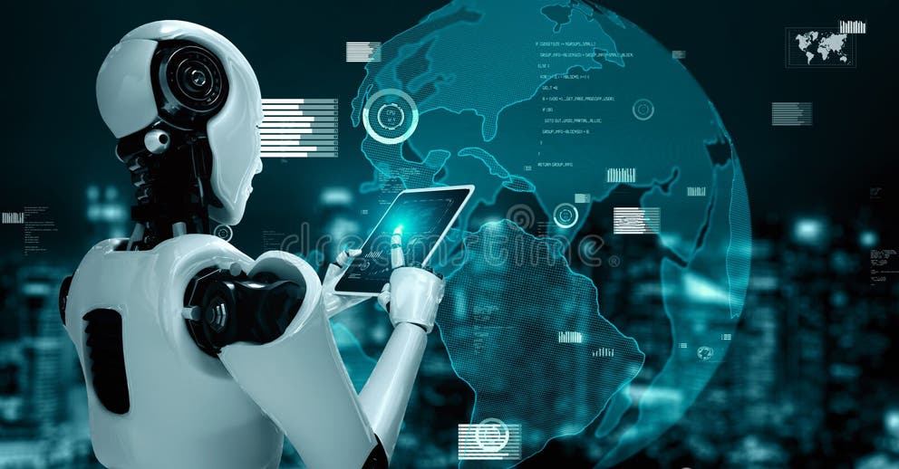 Future Financial Technology Controll by AI Robot Huminoid Uses Machine ...