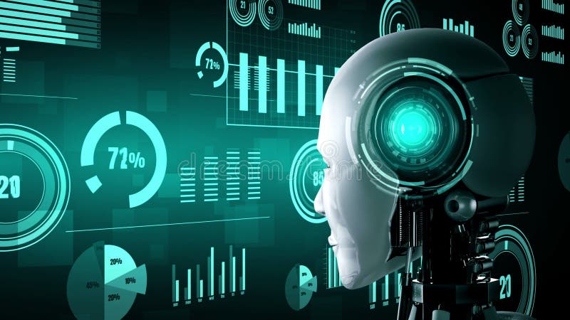 Future Financial Technology Controll by AI Robot Huminoid Uses Machine ...