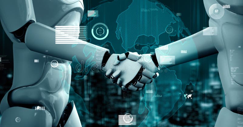 Future Financial Technology Controll by AI Robot Huminoid Uses Machine ...