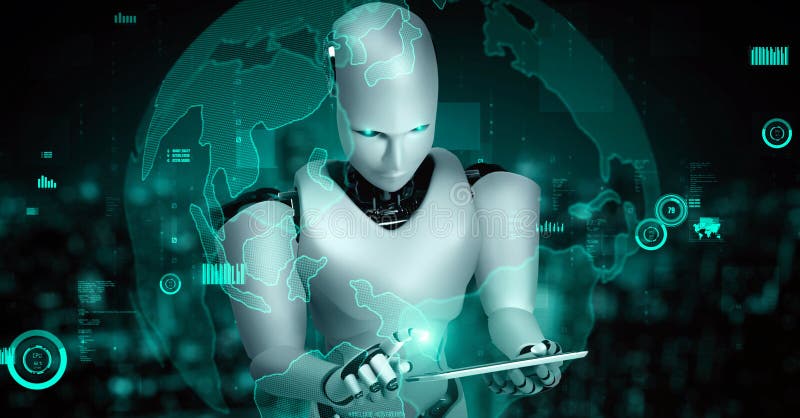 Future Financial Technology Controll by AI Robot Huminoid Uses Machine ...