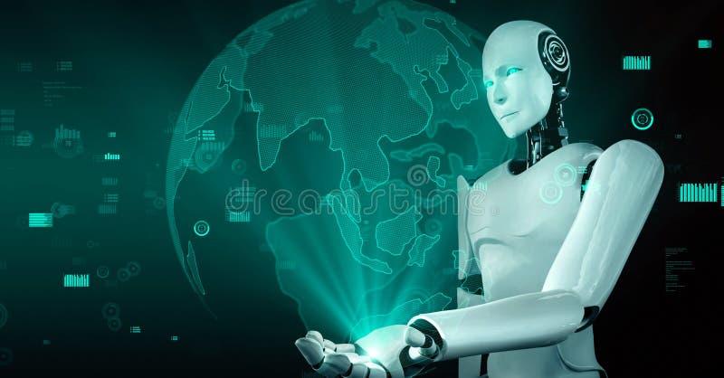 Future Financial Technology Controll by AI Robot Huminoid Uses Machine ...