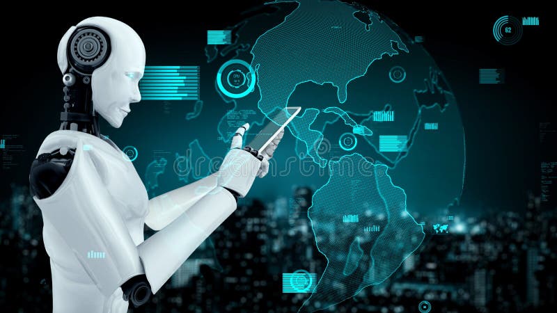 Future Financial Technology Controll by AI Robot Huminoid Uses Machine ...