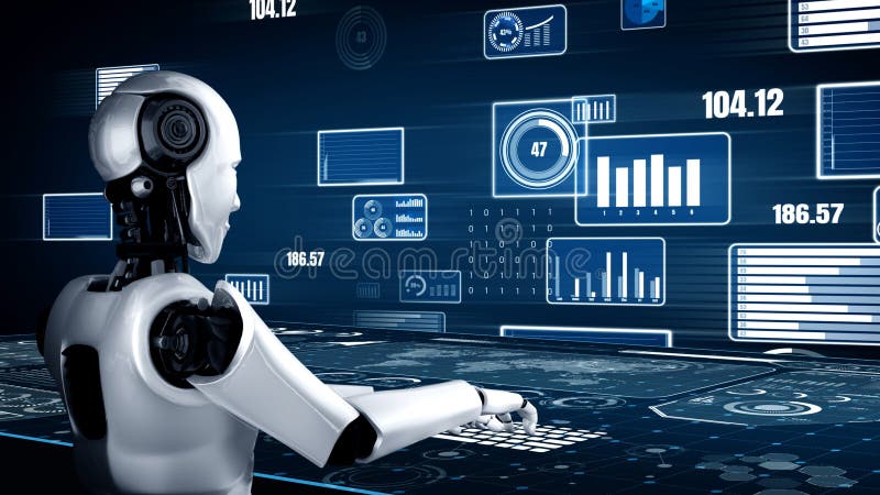 Future Financial Technology Controll by AI Robot Huminoid Uses Machine ...