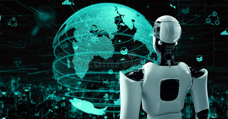 Future Financial Technology Controll by AI Robot Huminoid Uses Machine ...