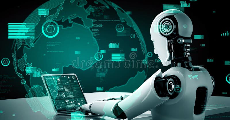 Future Financial Technology Controll by AI Robot Huminoid Uses Machine ...