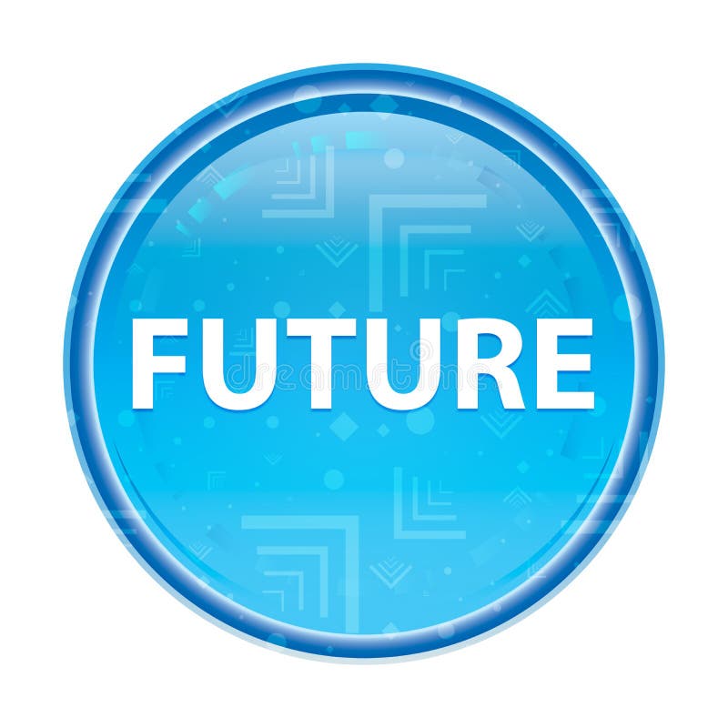 Future Floral Blue Round Button Stock Illustration - Illustration of ...