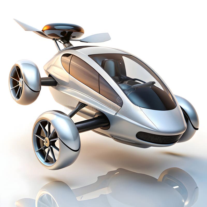 A Future Flying Car with White Backgroug Stock Image - Image of ...