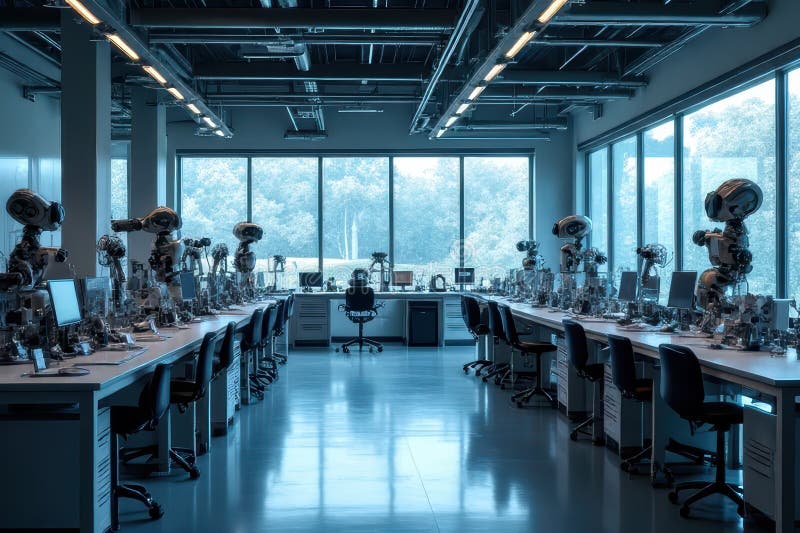 Future-Focused Robotic Explorations Stock Illustration - Illustration ...