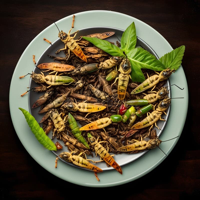 Future Food is Beetles, Larva and Various Insects Stock Illustration ...