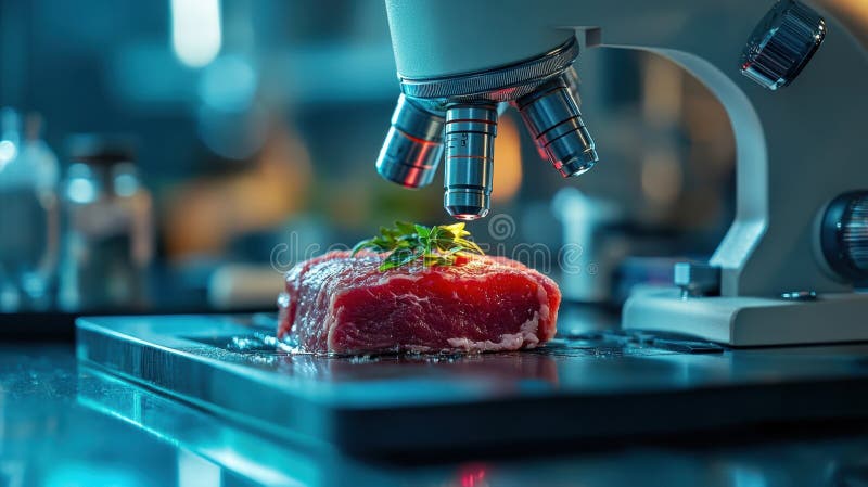 Future Food Technology, a Cultured Meat Sample Under a Microscope ...