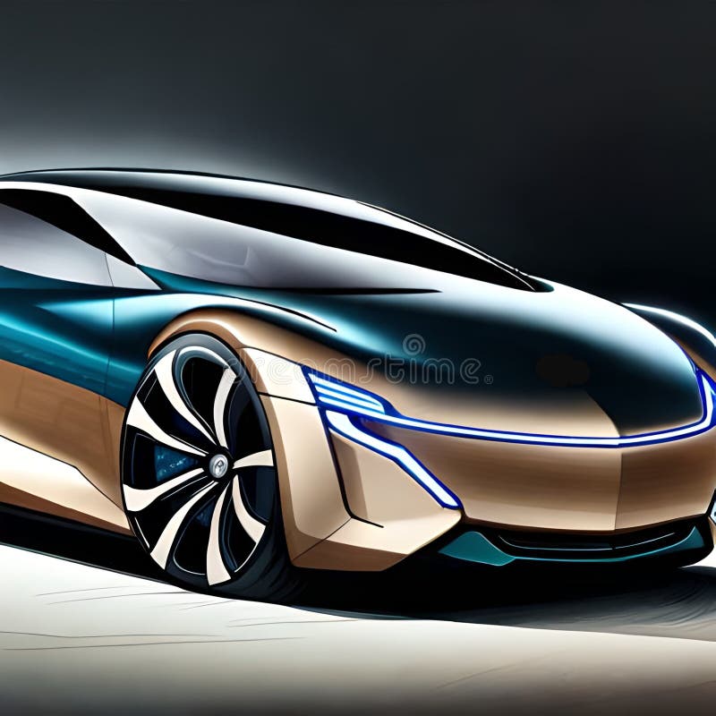 Future Frontier: an Electric Car with Advanced AR Windshield Stock Illustration - Illustration ...