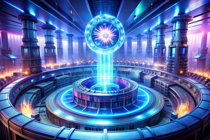 Future Fusion Energy Reactors Stock Illustration - Illustration of ...