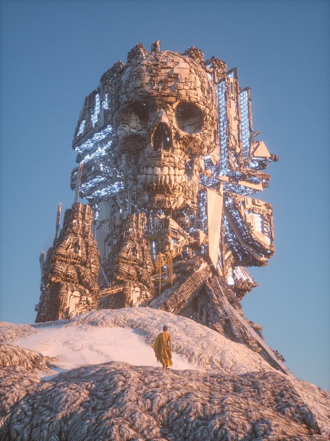 Skull castle stock photo. Image of scifi, skull, futuristic - 120077932