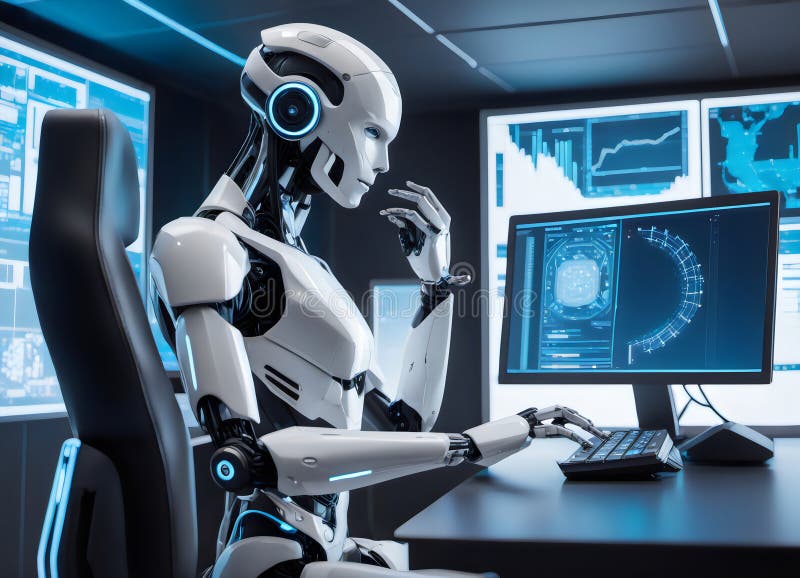 The Future Of Futuristic Robotics And Computer Programming Concept Generative Ai Stock