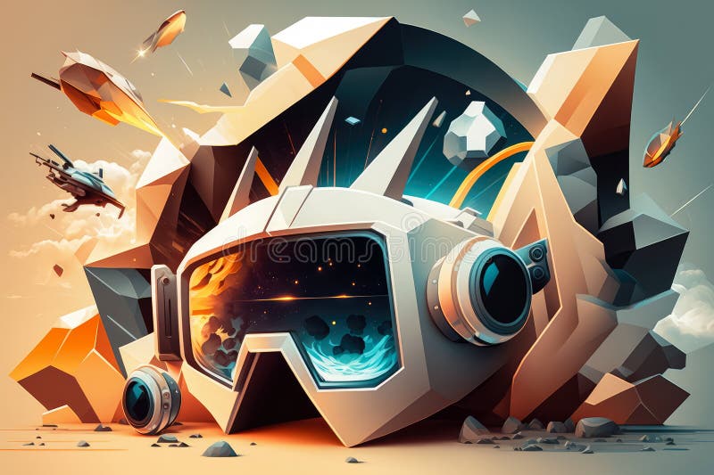 The Future of Gaming Virtual Reality Headset Displaying Futuristic ...