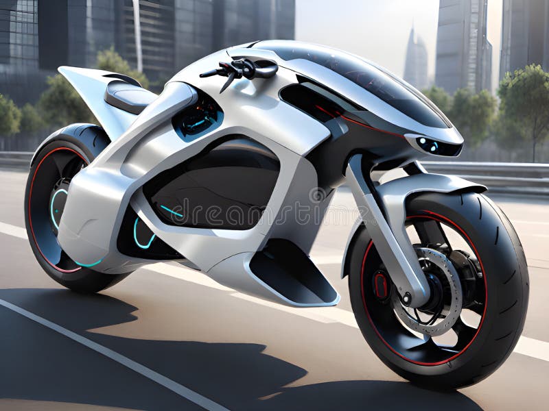 Future Generic Motorcycle Concept Car in the Environment Stock ...