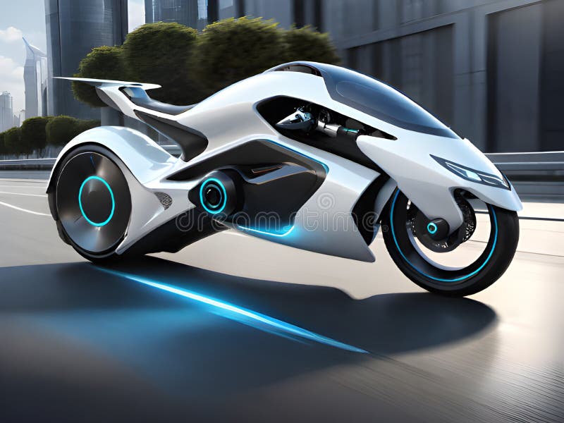 Future Generic Motorcycle Concept Car in the Environment Stock ...