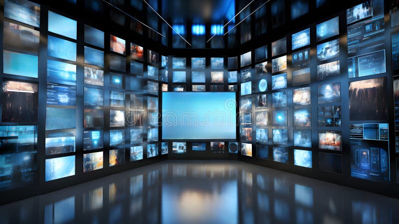 A Futuristic Room Adorned with an Array of Monitors and Screens ...