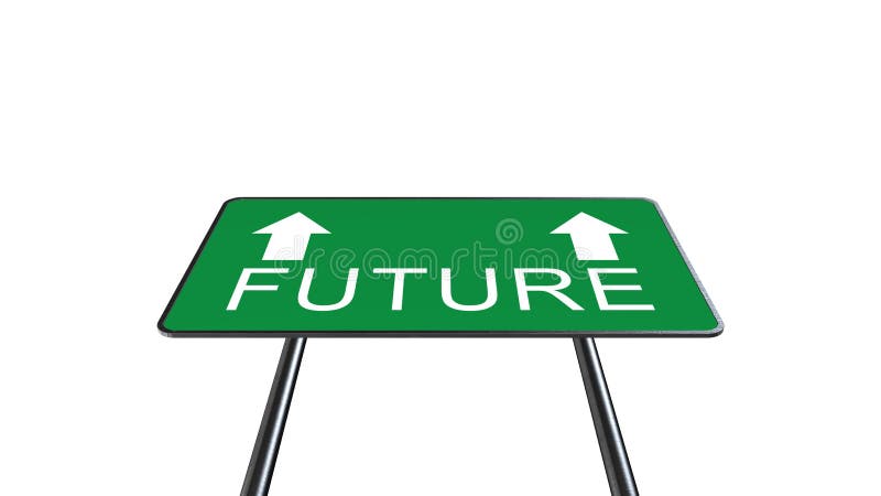 Future Green Road Sign with Direction Arrow Isolated on White ...
