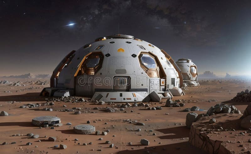 A Future High Technology Mars Base for Humans Stock Illustration ...