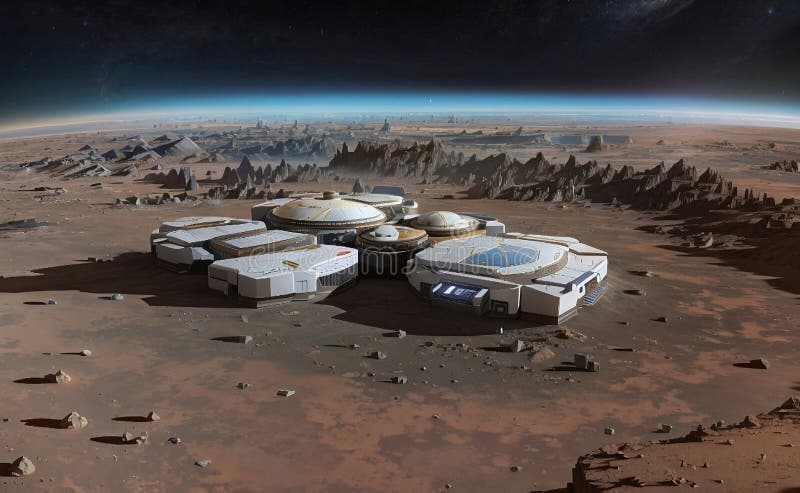 A Future High Technology Mars Base for Humans Stock Illustration ...