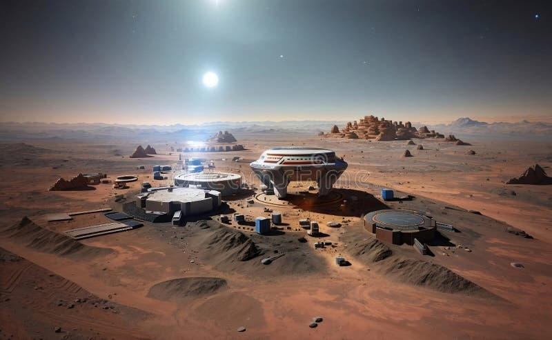 A Future High Technology Mars Base for Humans Stock Illustration ...