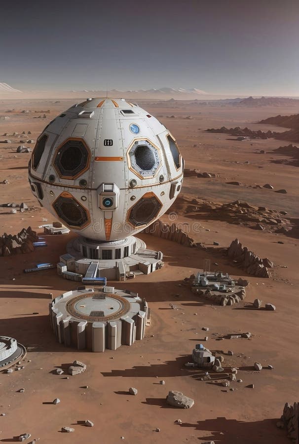 A Future High Technology Mars Base for Humans Stock Illustration ...