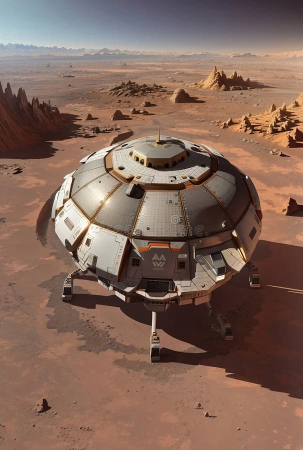 A Future High Technology Mars Base for Humans Stock Illustration ...