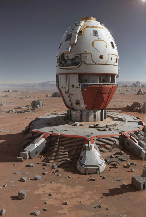 A Future High Technology Mars Base for Humans Stock Illustration ...