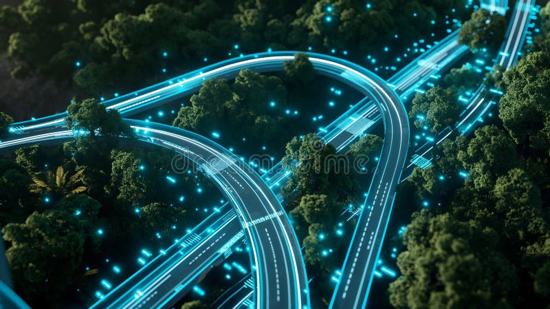 Future Highway Network in Nature with Connected Technology Integration ...