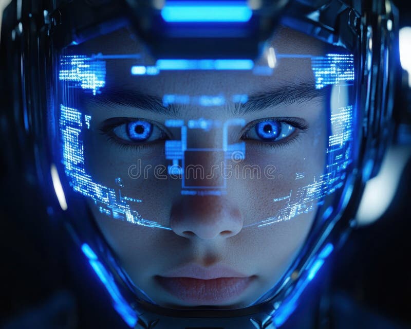 The Future of Human-Machine Integration AI-Driven Head Connected To ...