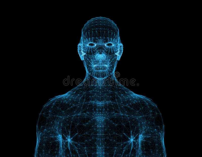 Future Human Technology, Human Body Wireframe Graphics, Network Data ...