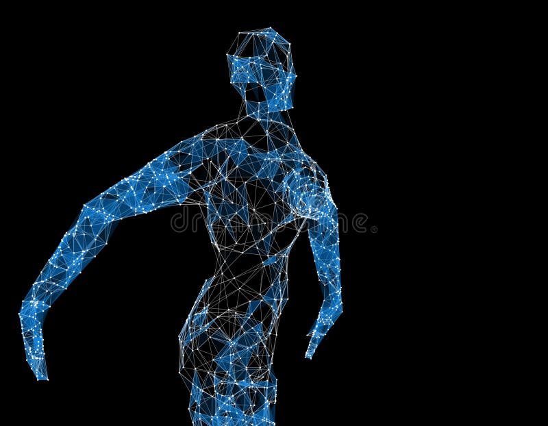 Future Human Technology, Human Body Wireframe Graphics, Network Data ...