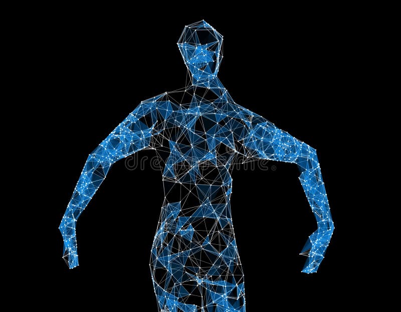 Future Human Technology, Human Body Wireframe Graphics, Network Data ...