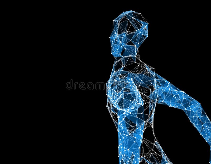 Future Human Technology, Human Body Wireframe Graphics, Network Data ...