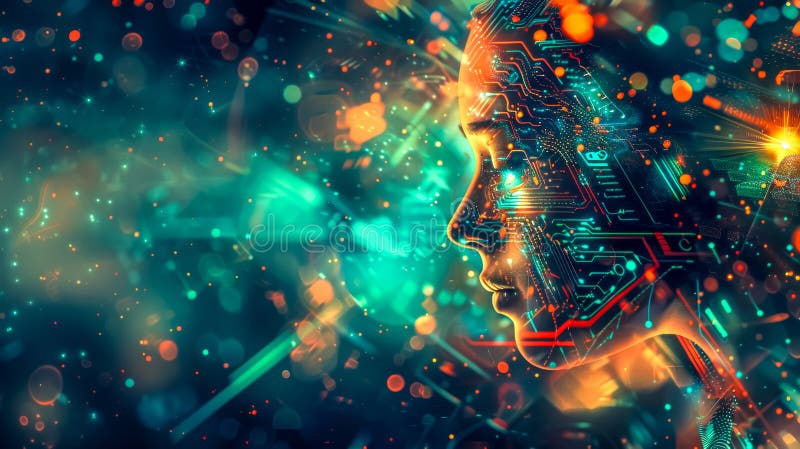 Graphic Representation of an Ai Interface Merging with a Human Profile ...