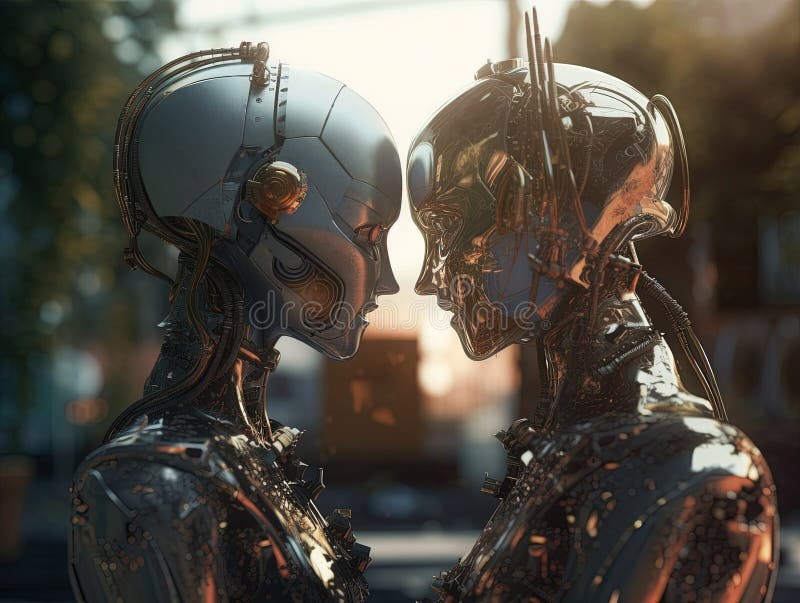 The Future. Humanoid Robots in Love Stock Illustration - Illustration ...