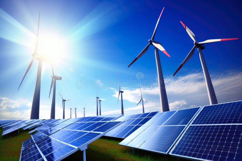 The Future of Industrial Energy, Renewable Sources at Work Stock ...