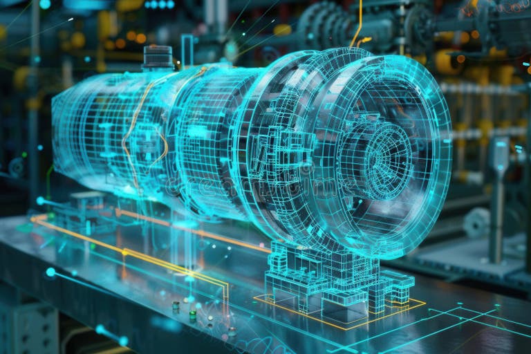 Future of Industry. Digital Twin Concept Stock Illustration ...