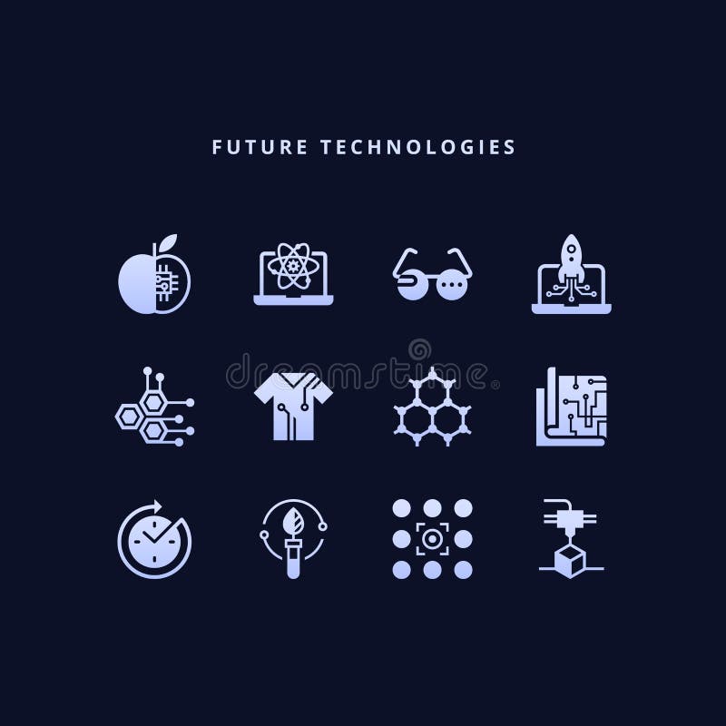 Future Innovative Technologies Icons Stock Vector - Illustration of ...