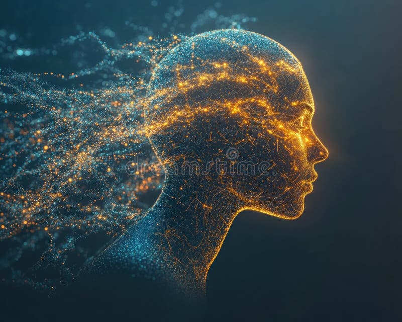 The Future of Intelligence Human Head with AI Code Streams Representing Advanced Algorithms ...