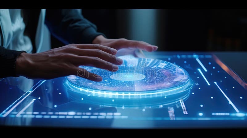 Future Interface: Users Interact with Holographic Elements on Desktop ...