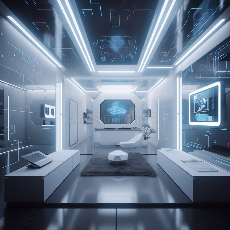 Future Interior of Modern Room Stock Illustration - Illustration of ...