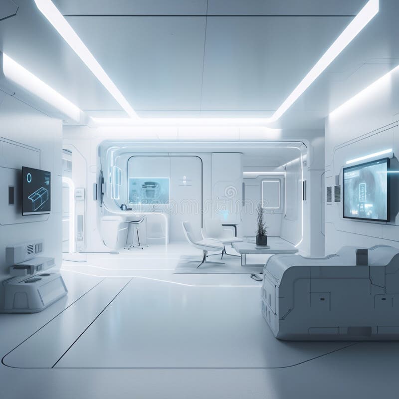 Future Interior of Modern Room Stock Illustration - Illustration of ...