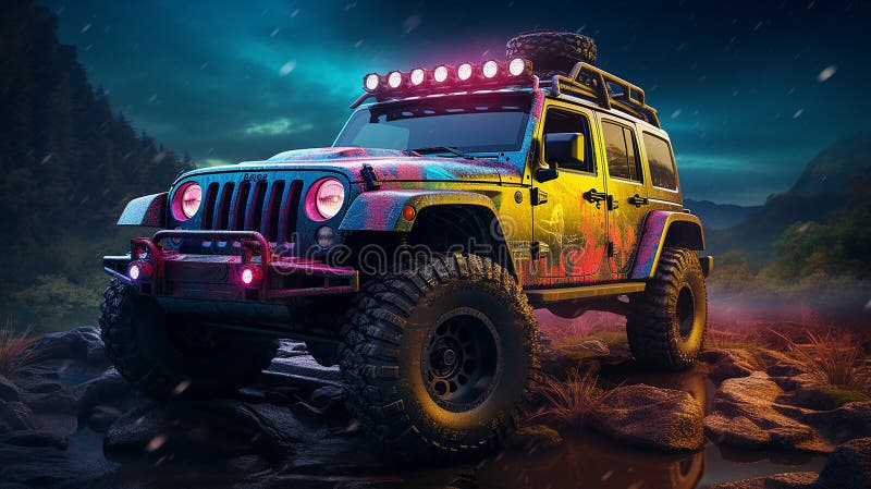 Future Jeep Concept Genarative Art Stock Illustration - Illustration of ...