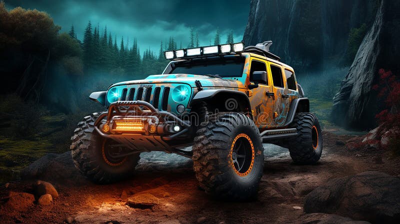 Future Jeep Concept Genarative Art Stock Illustration - Illustration of ...